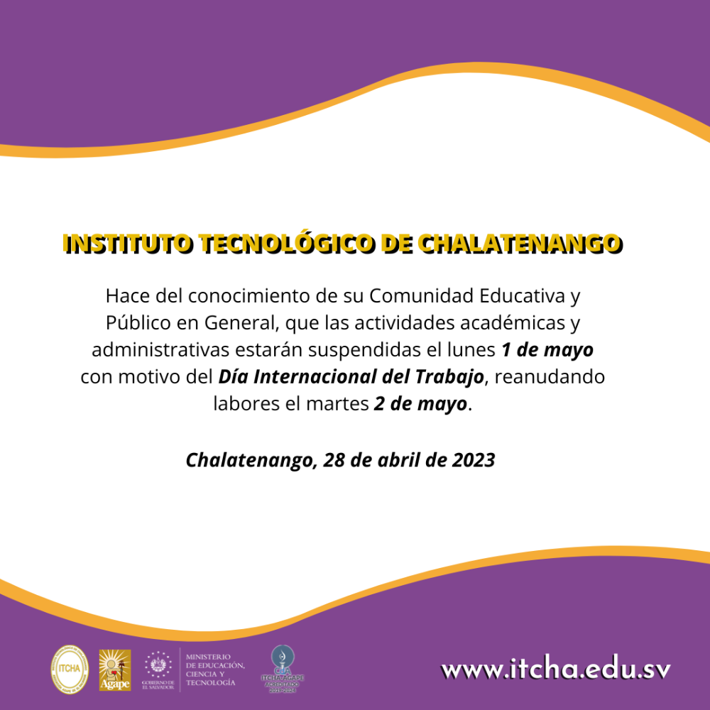 Asueto Día Internacional del Trabajo | ITCHA